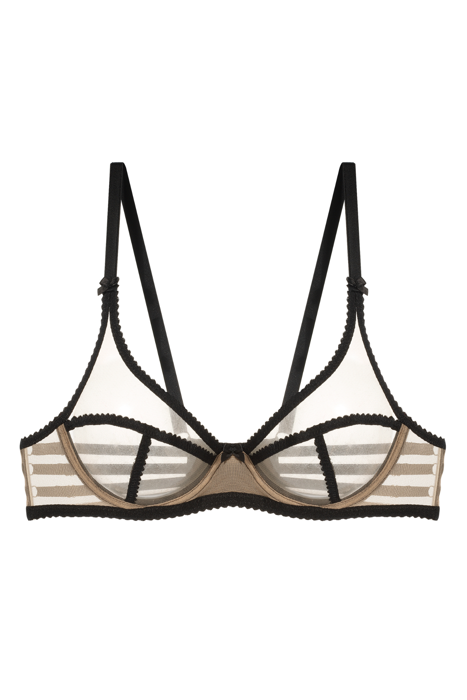 Caffe Latte Bra – Beige Tulle - Shaping Underwire - Black Straps ...