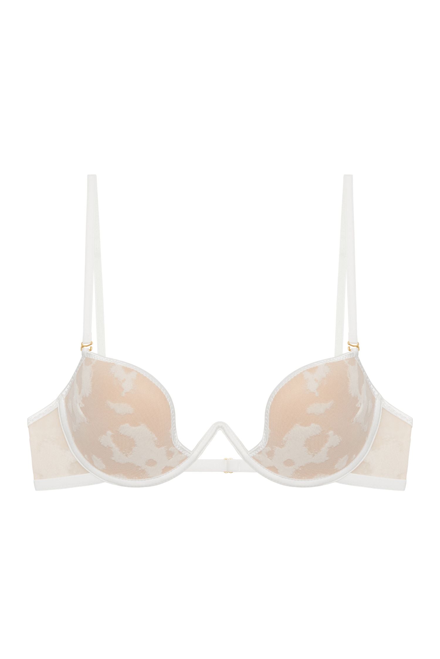 Modeling white Harlow bra with velvet design – Perilla Intimates